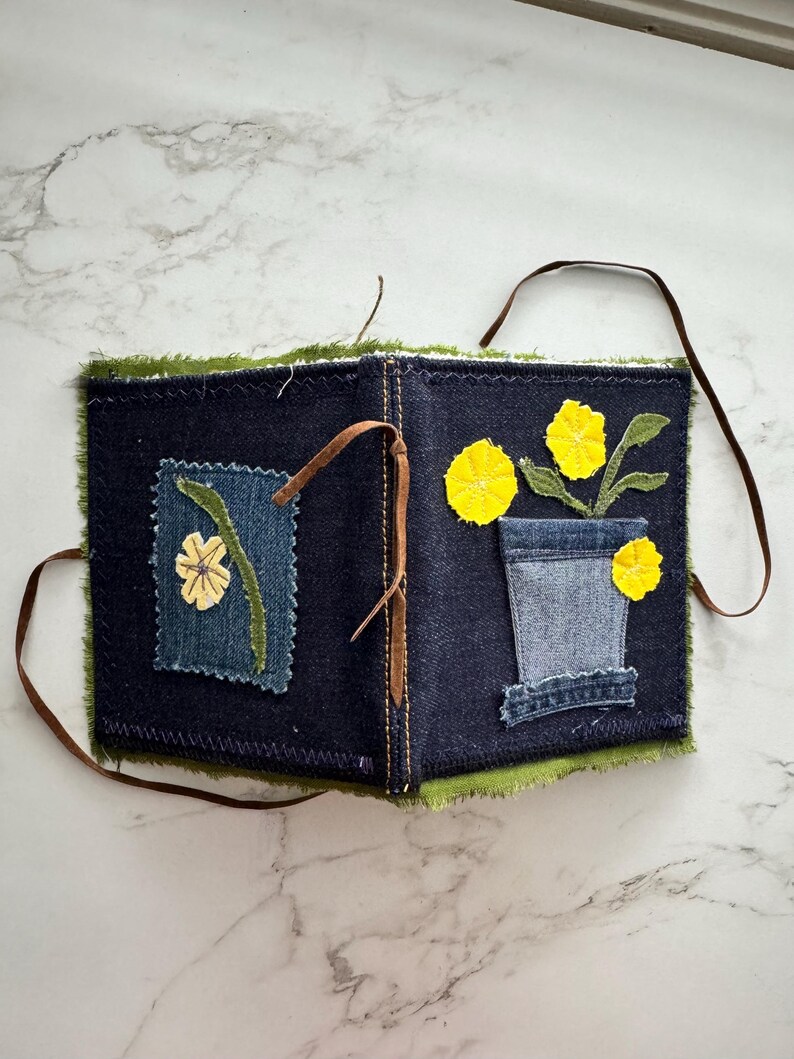 Mini Denim Junk Journal -shabby Chic Mini Fabric Journal, Handmade ...