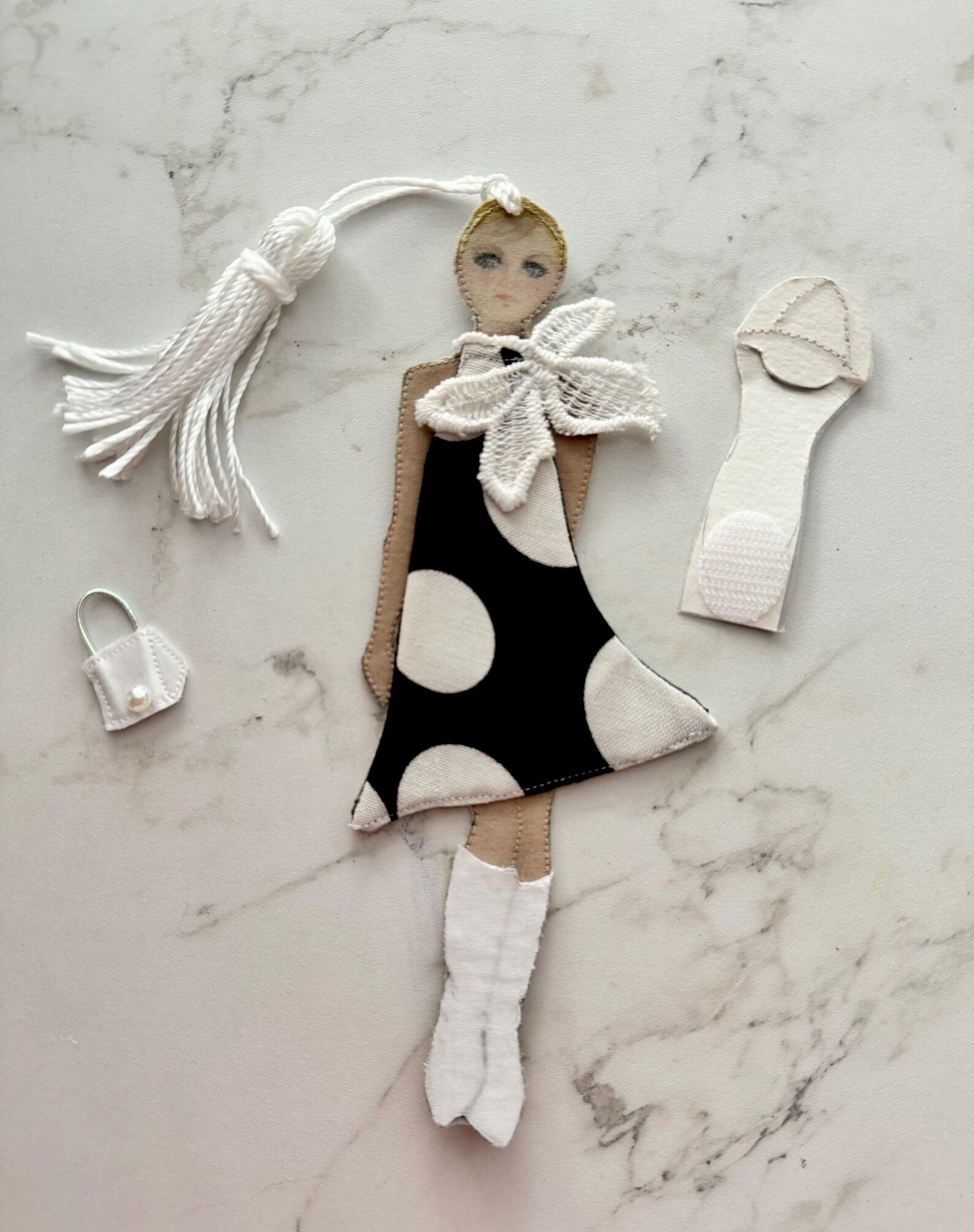 Fabric Paper Doll Bookmark, Hidden Paperclip, Junk Journal Tag, 1960s ...