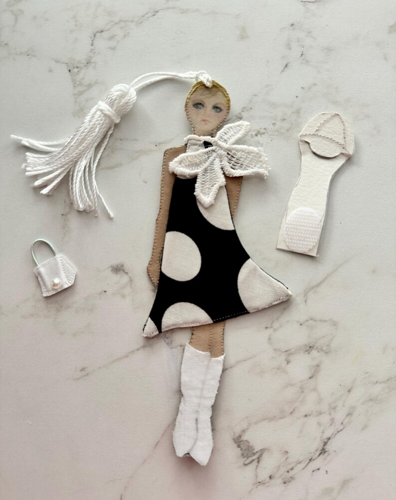 Fabric Paper Doll Bookmark, Hidden Paperclip, Junk Journal Tag, 1960s ...