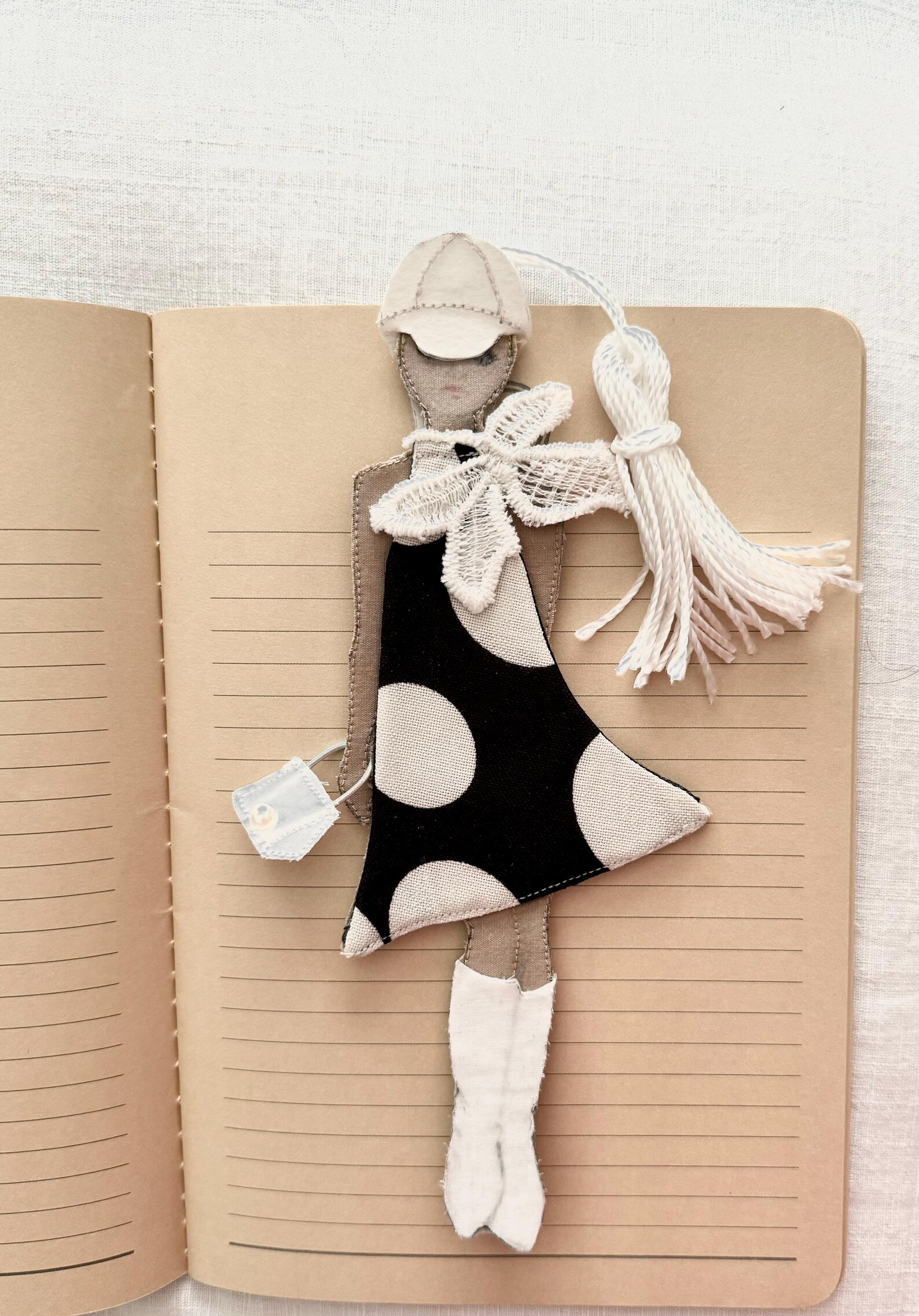 Fabric Paper Doll Bookmark, Hidden Paperclip, Junk Journal Tag, 1960s ...