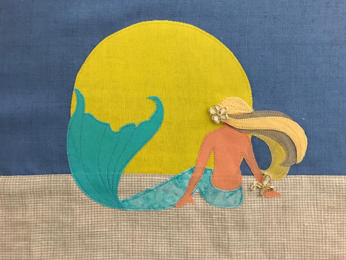 Mermaid Beach Scene Applique Pattern: Beginner Quilting (PDF Pattern ...