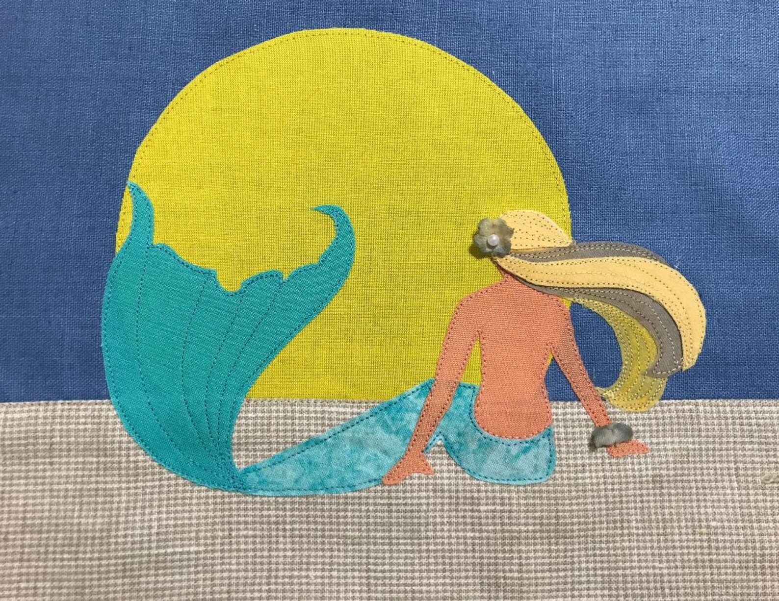 Mermaid Beach Scene Applique Pattern: Beginner Quilting (PDF Pattern ...