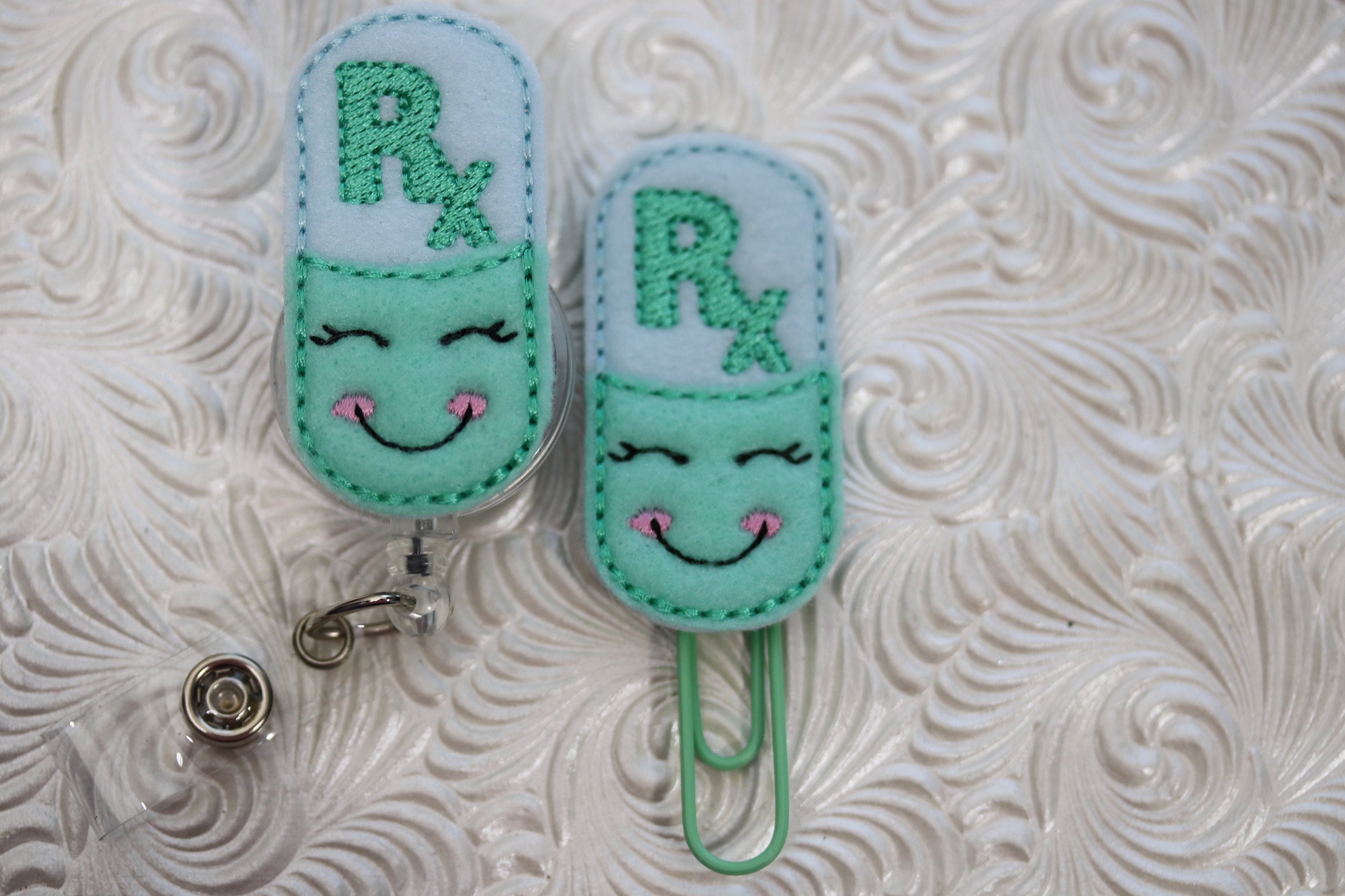 Smiley pill badge holder retractable badge holder planner | Etsy