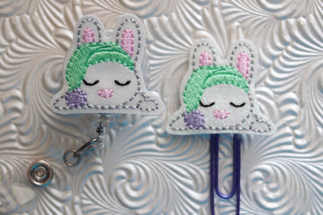 Sleeping Bunny Badge Holder, Retractable Badge Holder, Planner Clip ...