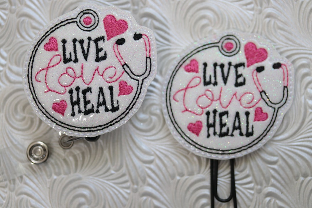 Live Love Heal Badge Holder, Planner Clip, Badge Pull, Retractable ...