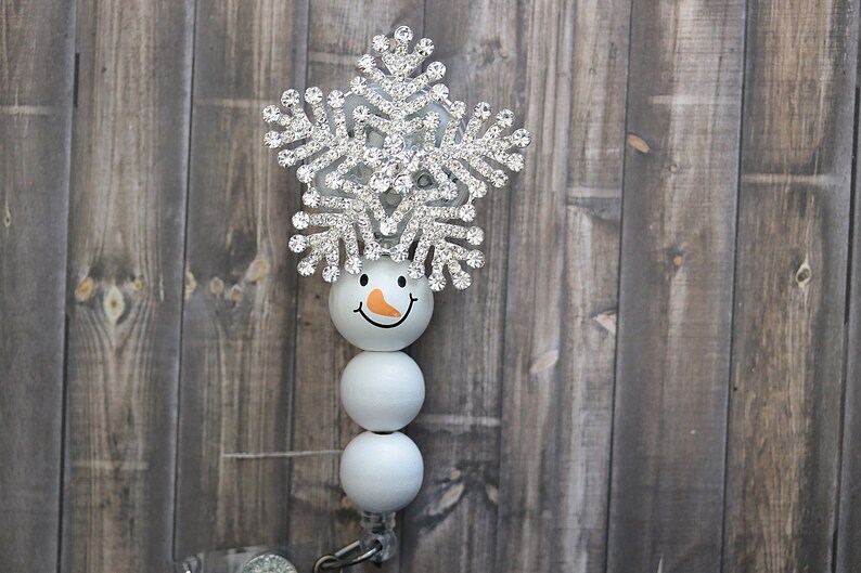 Crystal Snowflake Badge Holder Badge Reel Retractable Badge - Etsy