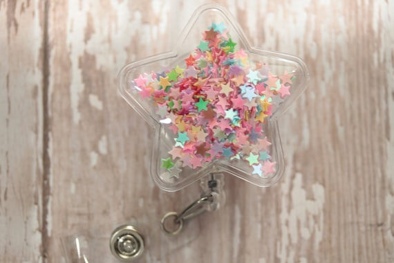 Confetti Star Badge Holder Badge Reel Retractable Badge - Etsy