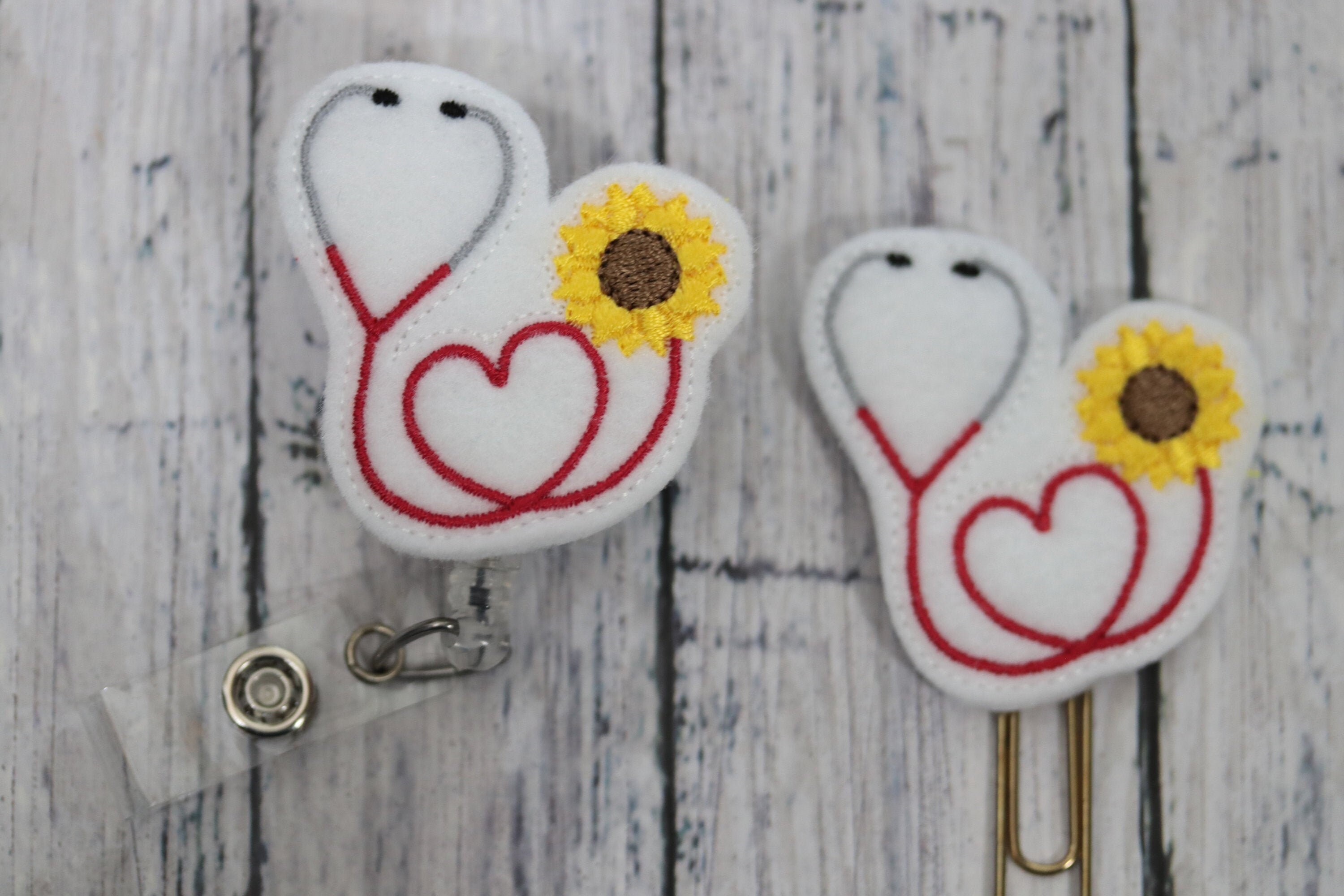 Sunflower stethoscope badge reel retractable badge reel | Etsy