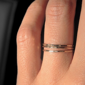 3 Gold Filled Dainty Teeny Tiny Stacking Rings / Ultra Thin | Etsy