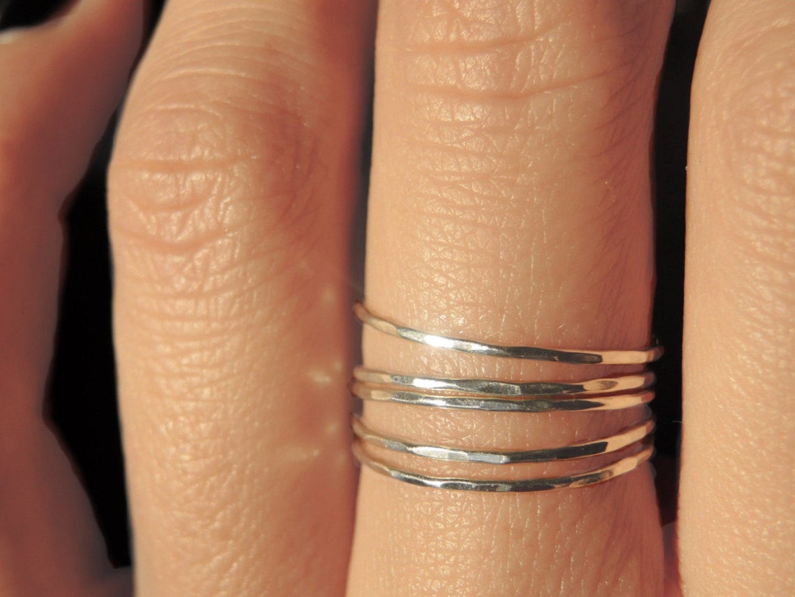 5 Sterling Silver Teeny Tiny Delicate Stacking Rings / Ultra - Etsy