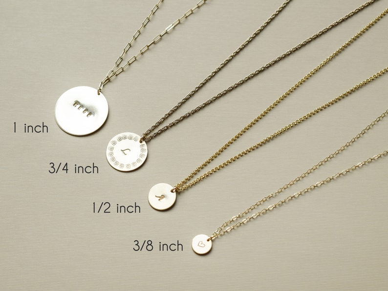 Simple Initial Necklace / Little Circle Disc Coin / Modern - Etsy