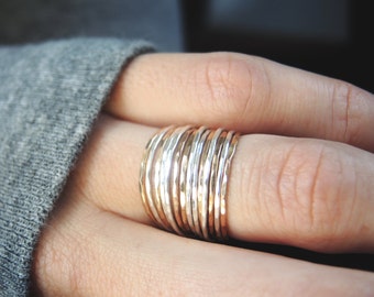 3 Gold Filled Dainty Teeny Tiny Stacking Rings / Ultra Thin | Etsy