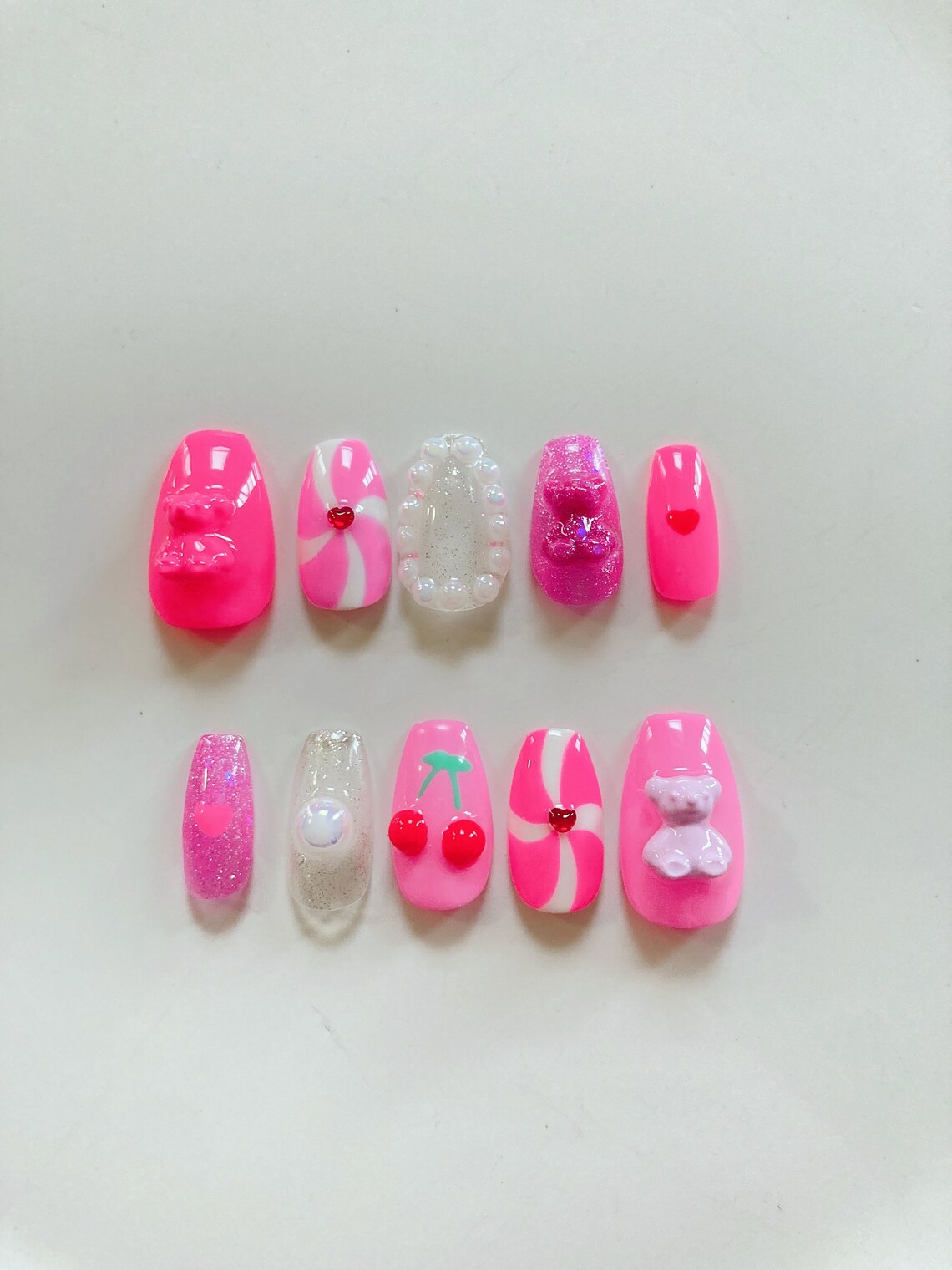 Super sweet pink gummy bear cherry candy special mixed hand | Etsy