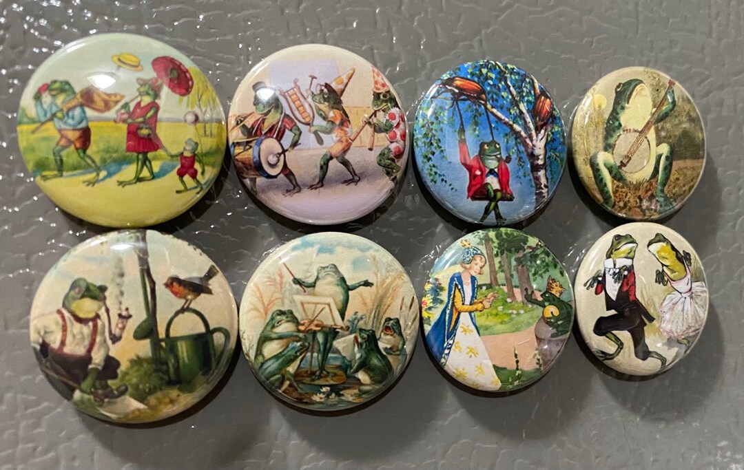 Frog Magnets Set: Vintage Style Reptile Art - Choose Size & Style - Etsy