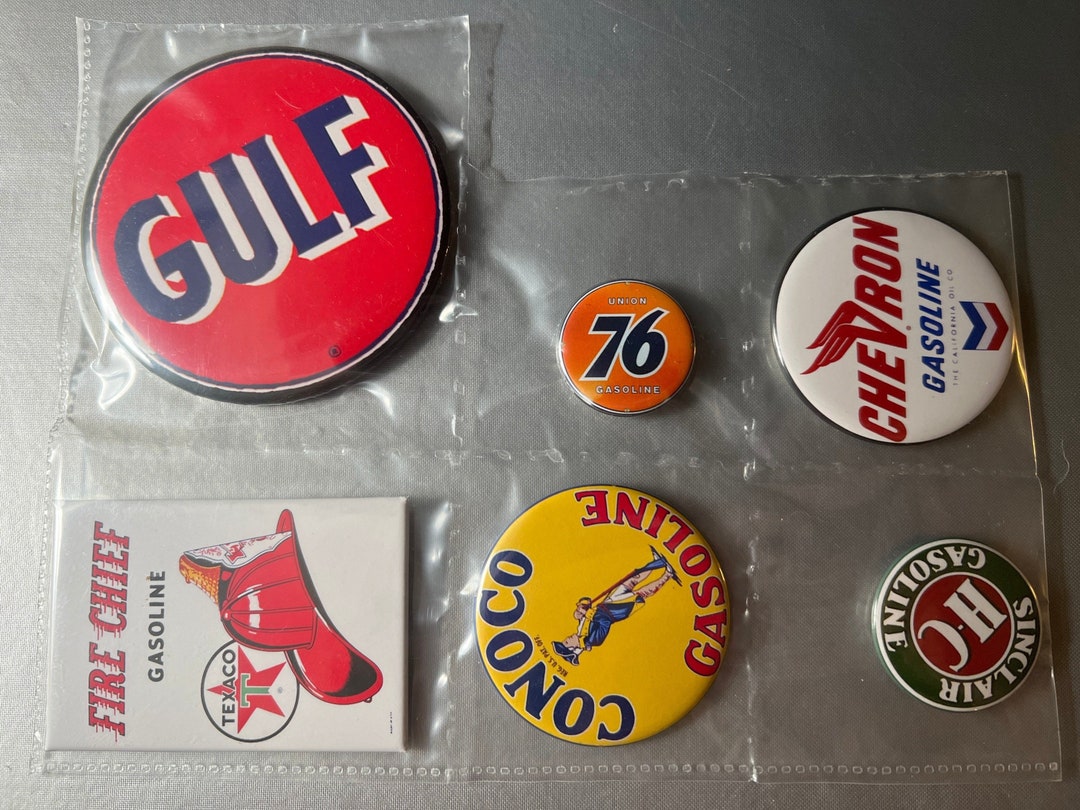 6 Gas Station Button Magnets, Different Sizes Sete - Etsy