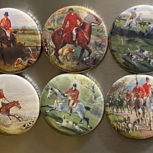 6 Fox Hunting Equestrian Hound Dog Fridge Magnets or Pinback - Etsy