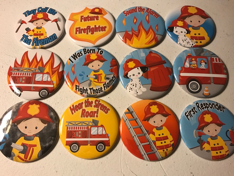 Firefighters Party Favors Fridge Magnet Flatback or Pinback - Etsy