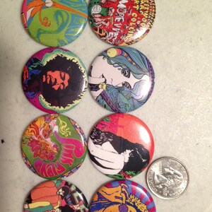 8 retro 60's poster Buttons available as pinbacks | Etsy