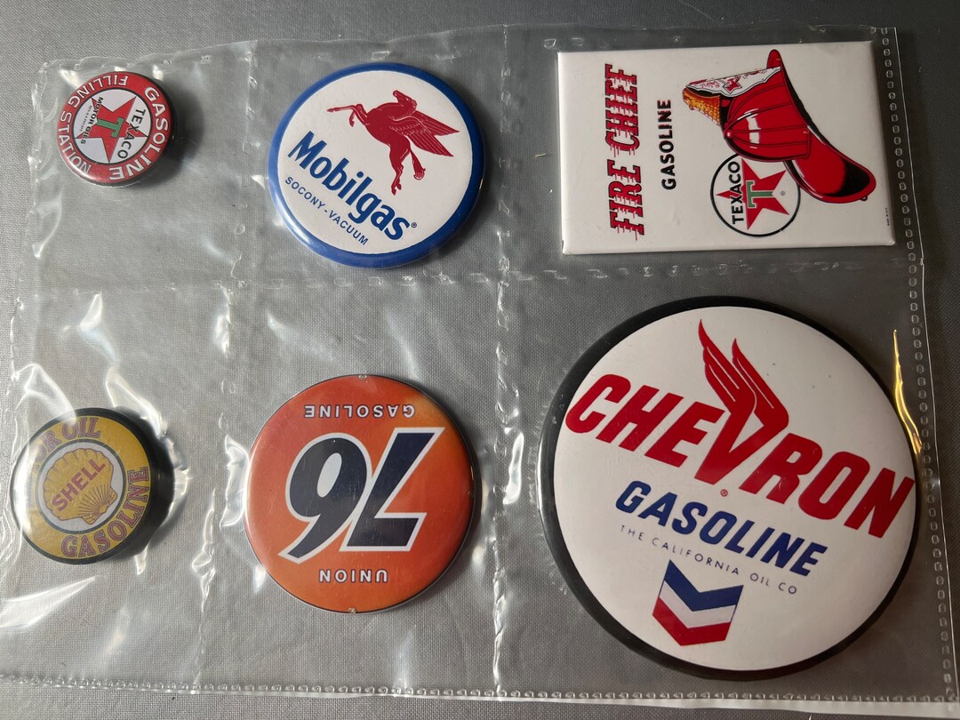 6 Gas Station Button Magnets, Different Sizes Seth - Etsy