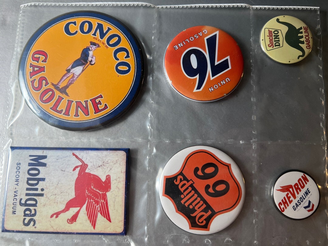 6 Gas Station Button Magnets, Different Sizes Setd - Etsy