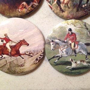 6 Fox Hunting, Equestrian, Hound Dog Fridge Magnets or Pinback Buttons ...