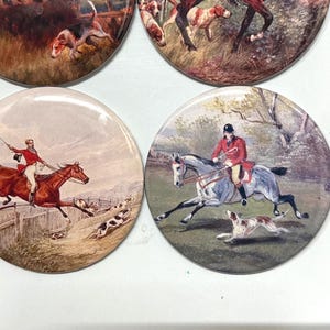 6 Fox Hunting, Equestrian, Hound Dog Fridge Magnets or Pinback Buttons ...
