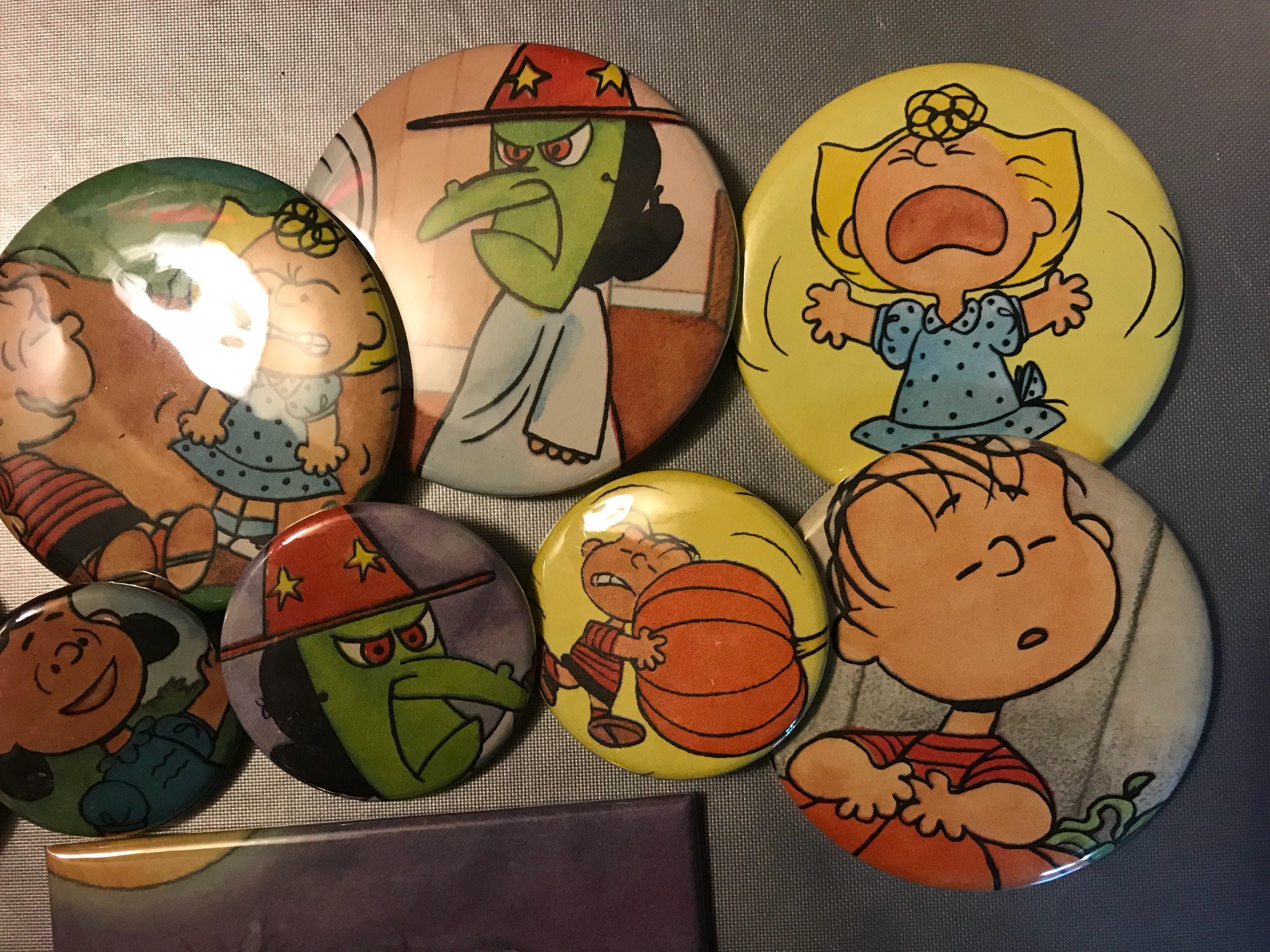 10 Peanuts The Great Pumpkin pinbacks and one magnet repurposed images ...