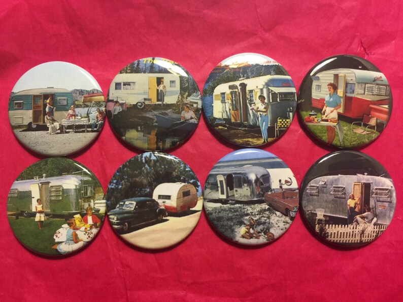 8 Retro Trailer Buttons Available as Pinbacks Flatbacks - Etsy