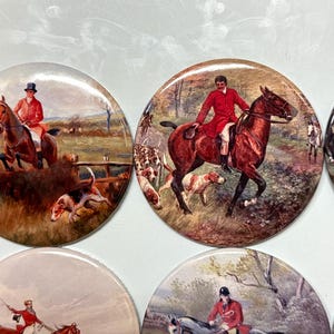 6 Fox Hunting, Equestrian, Hound Dog Fridge Magnets or Pinback Buttons ...
