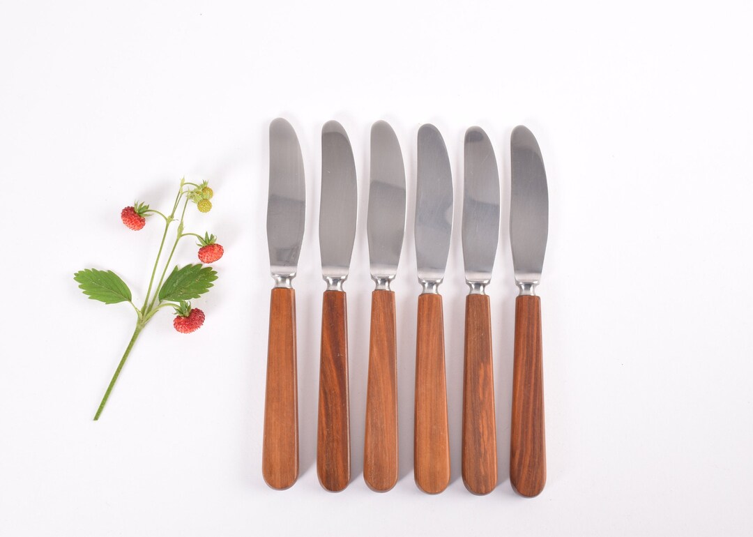 Set of 6! Kay Bojesen for USC - Butter Knives With Teak Handle - United ...