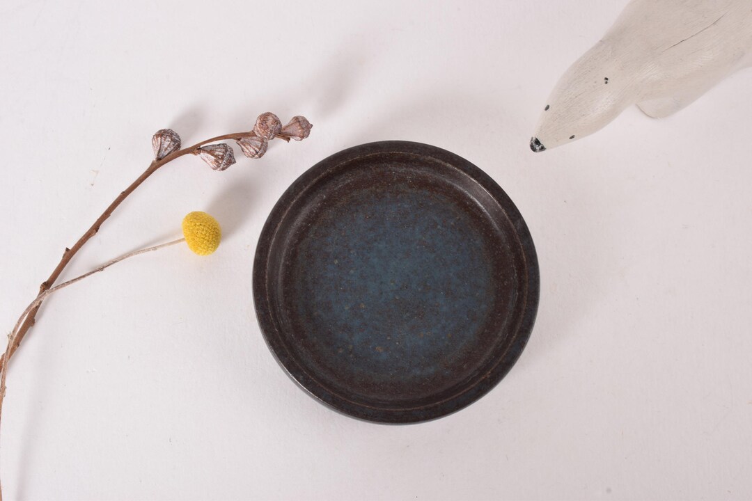 Vintage Danish PALSHUS - Small Circular Tray / Dish - Midnight Blue ...