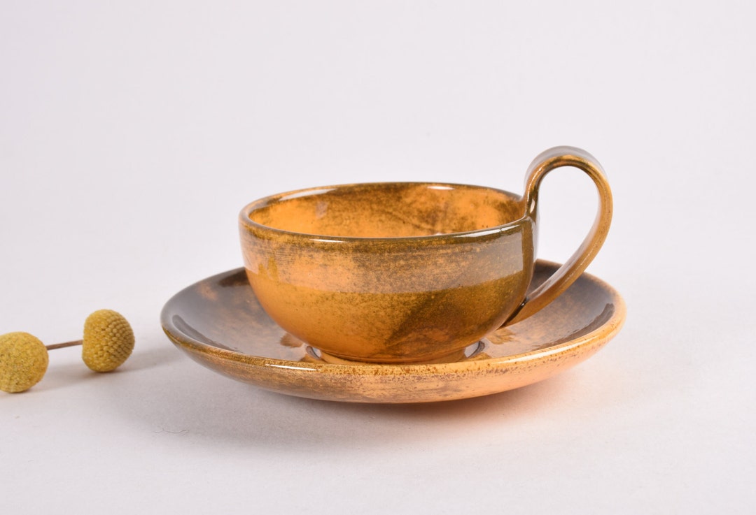 Rare Duo! Kähler HAK Denmark - Tea Cup & Saucer - Double Glaze - Uran ...