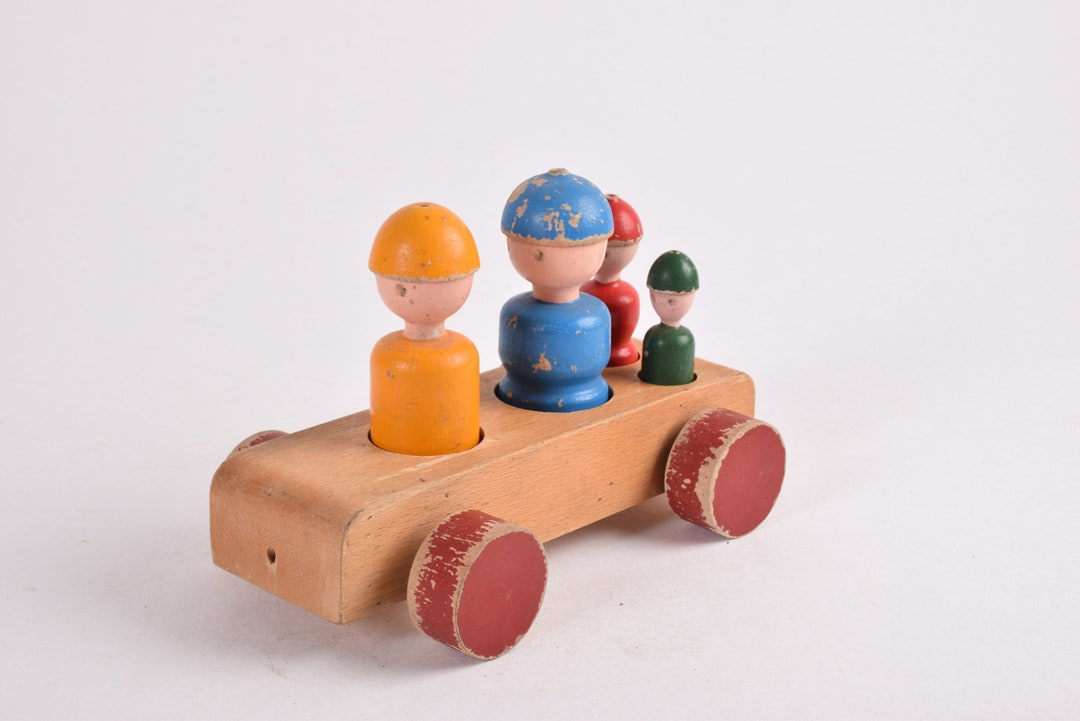 Original 1950s Danish Kay Bojesen Toy Wagon "family Trip", Colorful ...