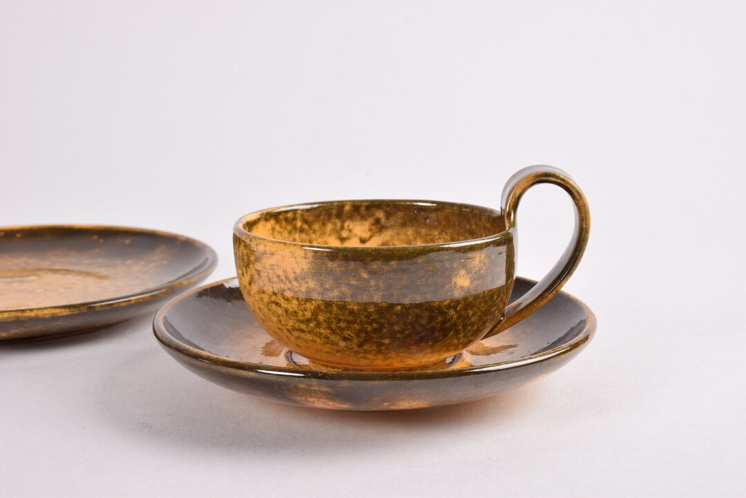 Rare Trio Kähler HAK Denmark Tea Cup / Saucer / Plate Yellow Uran ...