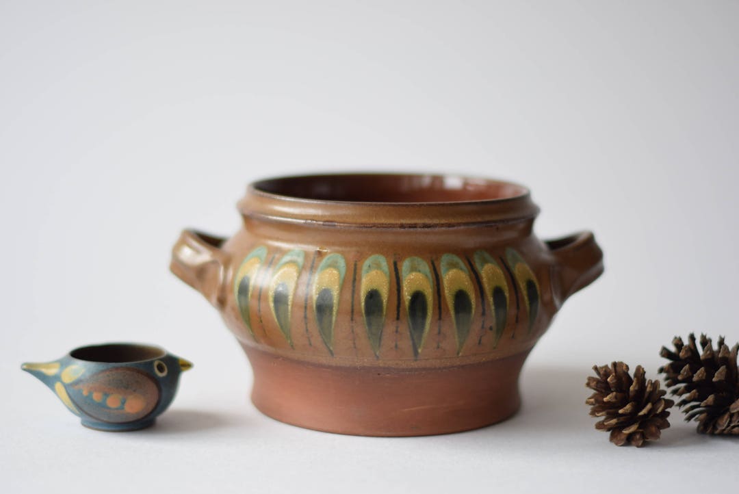 Dybdahl Denmark - Flower Pot / Bowl / Planter - Hand-painted Brown ...