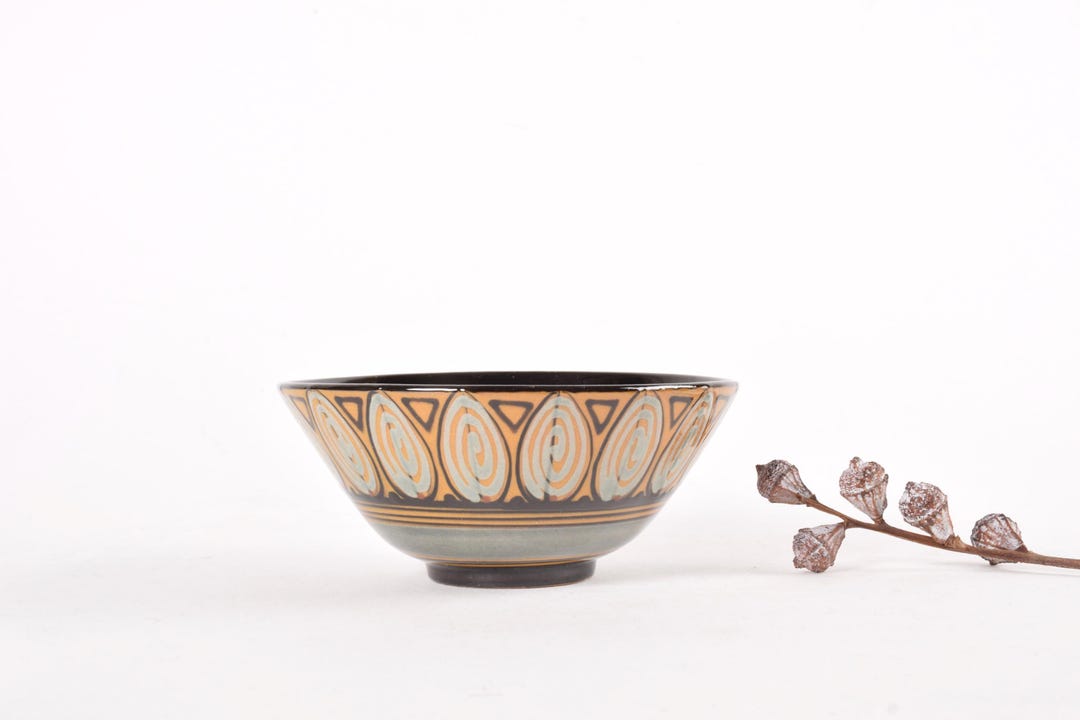 Vintage Kähler HAK - Bowl - Hand-painted Abstract Decor - Black Brown ...