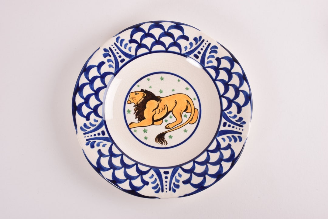 Antique Aluminia Denmark Zodiac Plate - LEO / Lion - Hand-painted - by ...