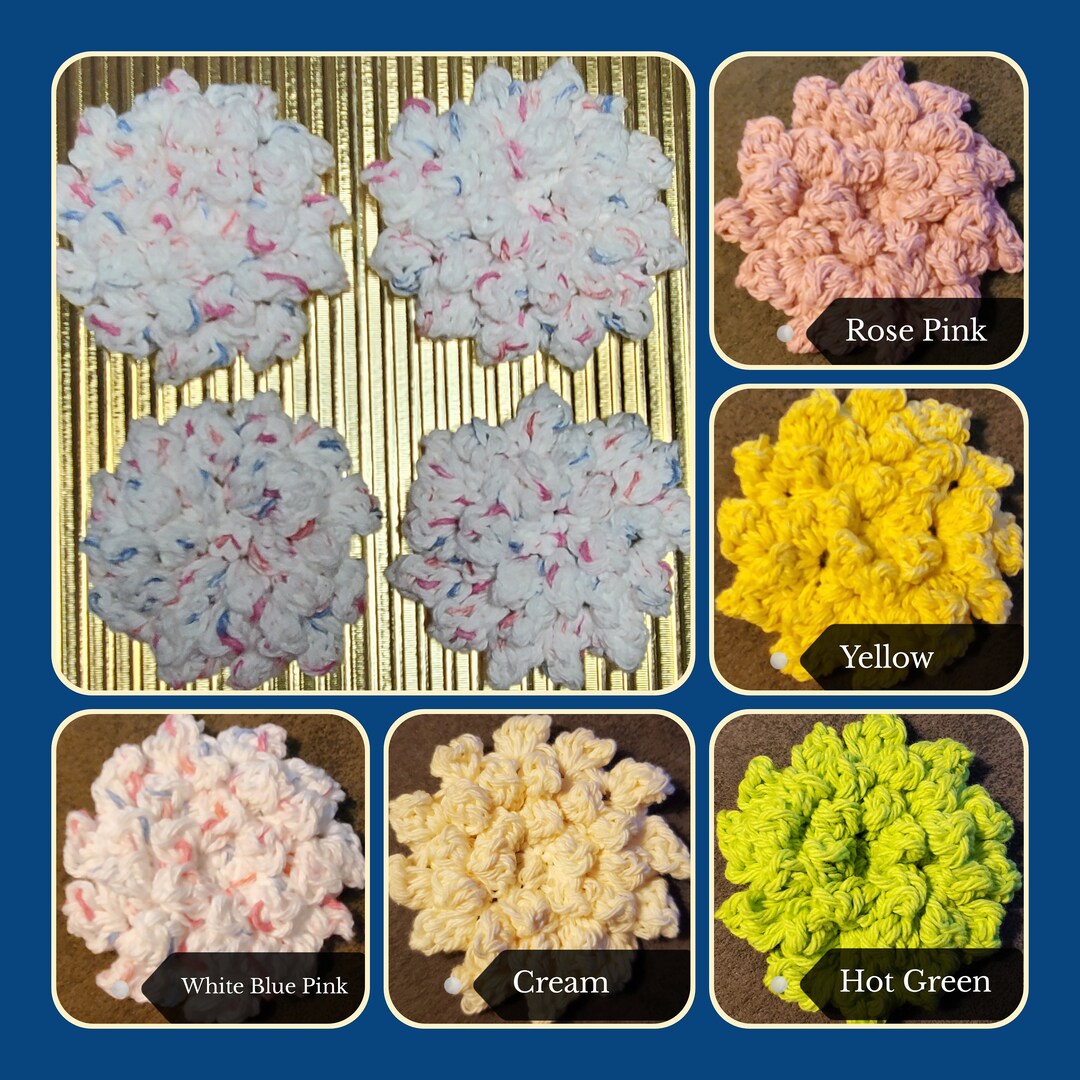 4 Cotton Flower Scrubbies Face Makeup Scrubby 4 Pieces 3-1/2" Textured ...