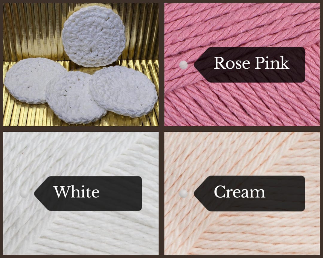 4 Cotton Face Scrubbies Makeup Scrubby 4 Pieces 3" Crochet Reuseable ...