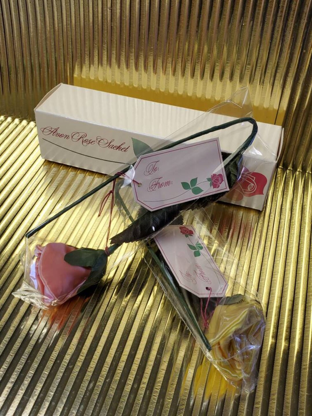 New Vintage Avon Rose Sachet Peach or Yellow New and Sealed in Box ...