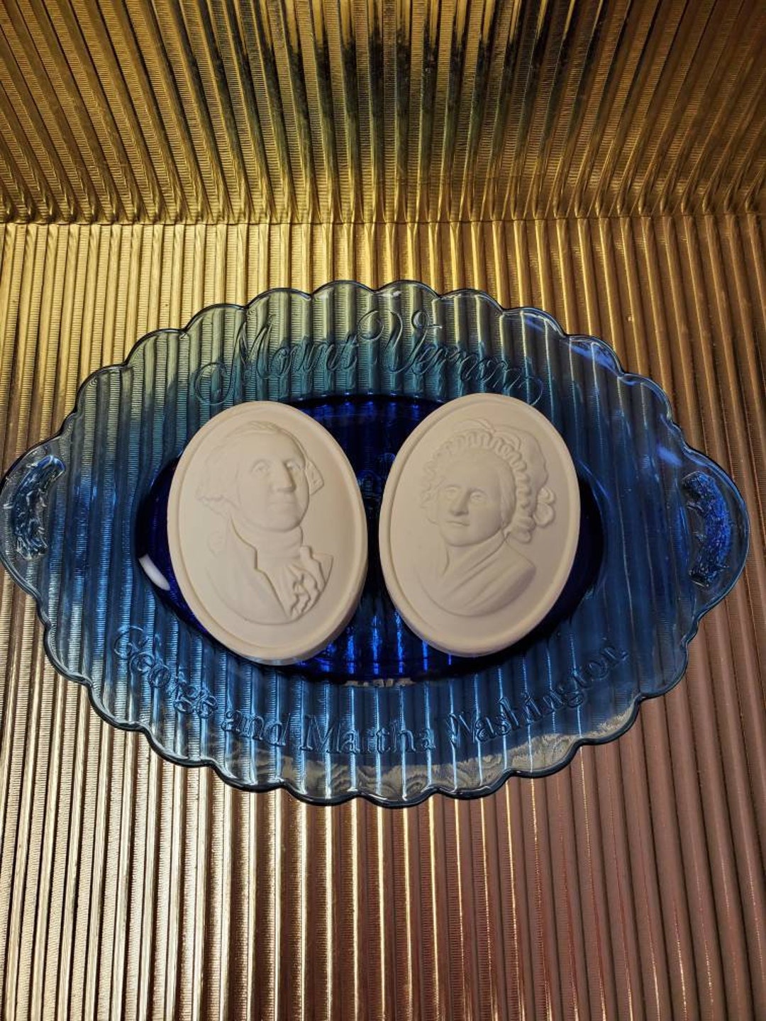 Collectors Cobalt Blue Mount Vernon Plate and George and Martha ...