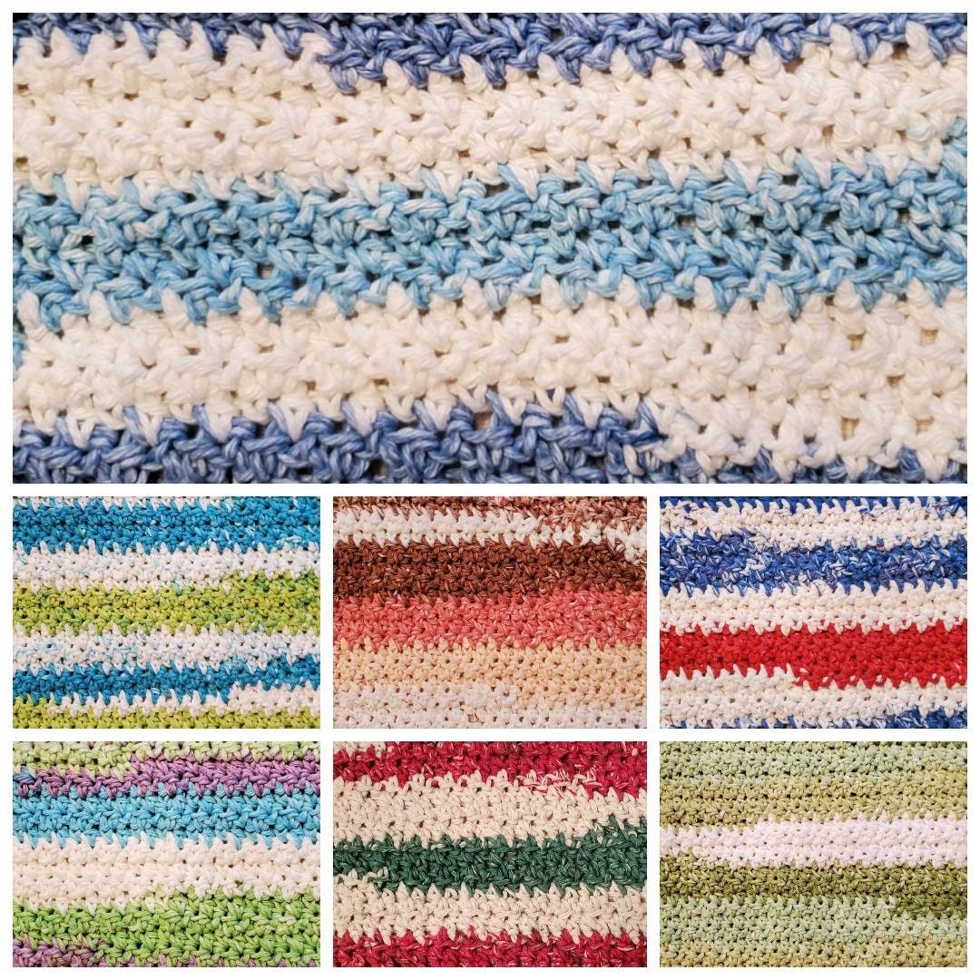 Crochet Dish Rag Dishcloths Cotton Cloth 8" X 8" Face Makeup STRIPES - Etsy