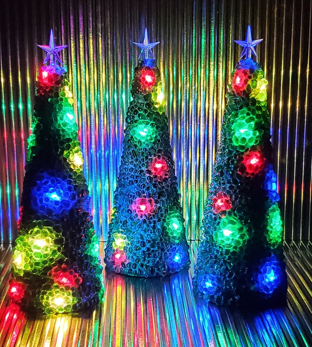 Tabletop Glass Cone Tree With Lights 8" Inches - Etsy