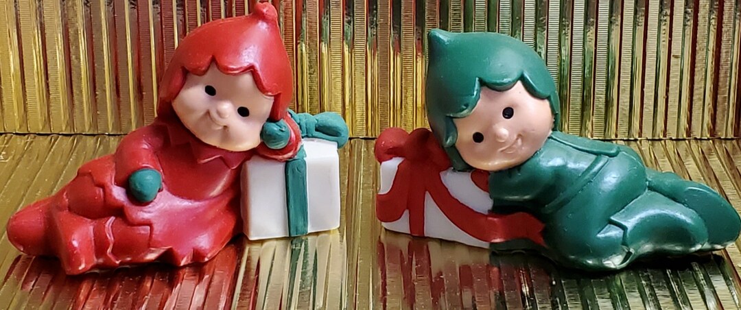 New Vintage 1982 Avon Santa's Helper Boy and Girl Pomander Festive ...