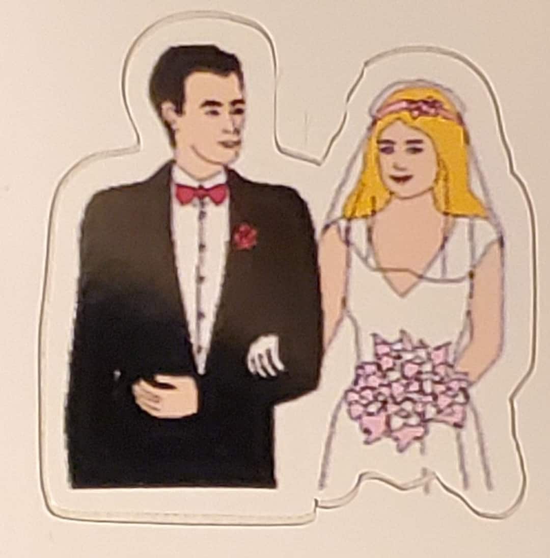 Sticker Scrapbook Bride and Groom 7/8" X 7/8" Vinyl Small Wedding ...