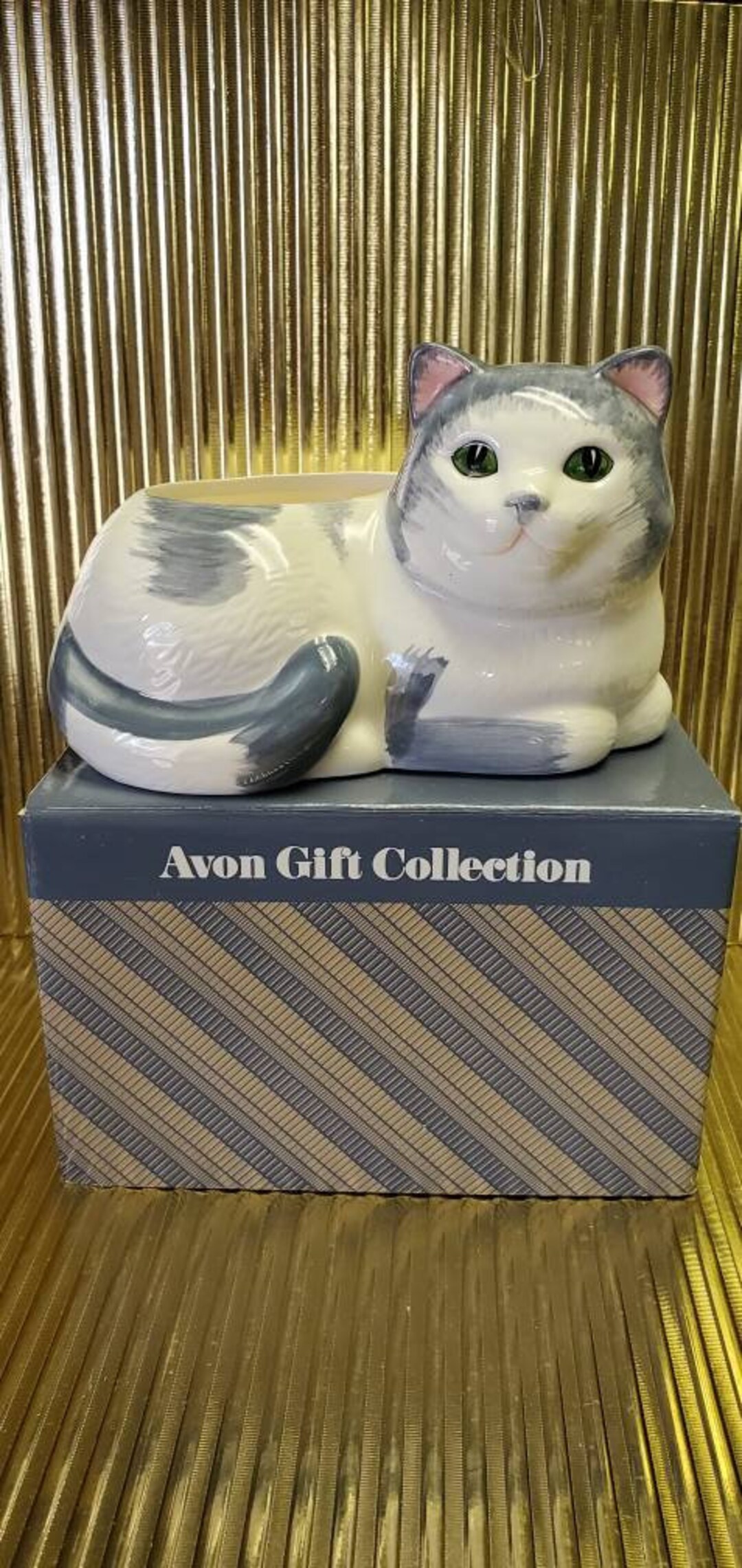 New Vintage Avon Gift Collection Ceramic Cat Planter NIB Mother's Day ...