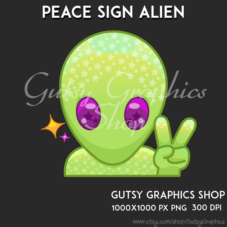 Peace Sign Alien Vector 300 DPI - Etsy