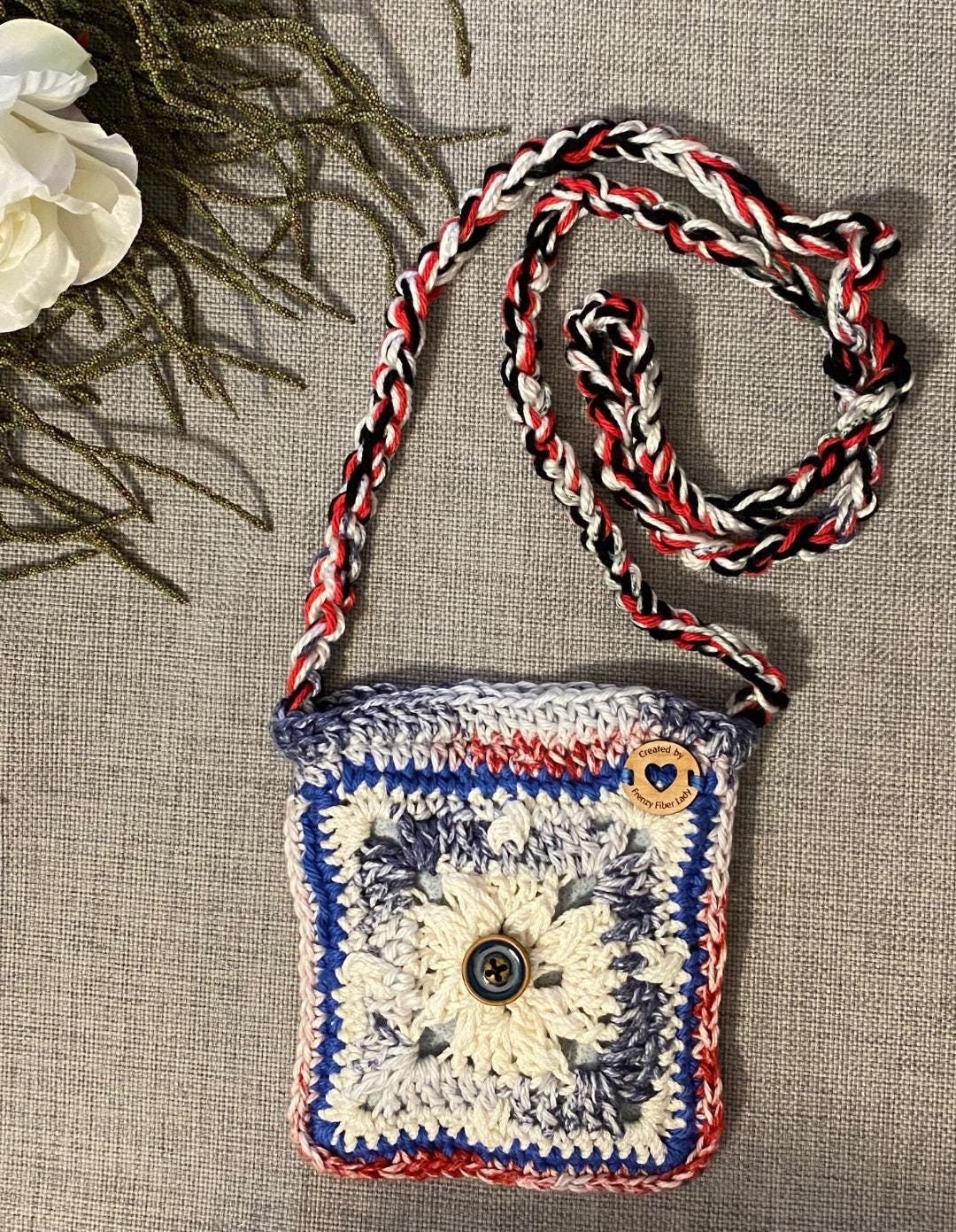 Hand Crochet Crossbody Purse - Red, White and Blue - Etsy