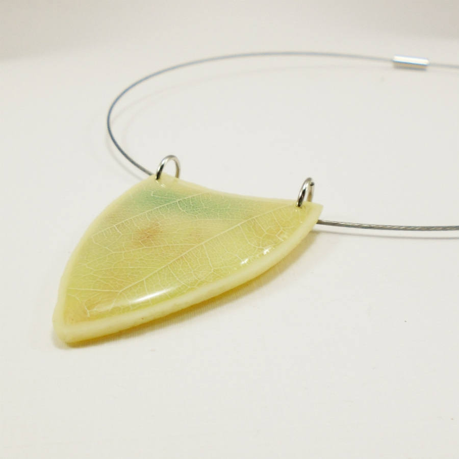 Beige Shield Pendant, Elegant Art Necklace, Leaf Motif Pendant, Mother ...