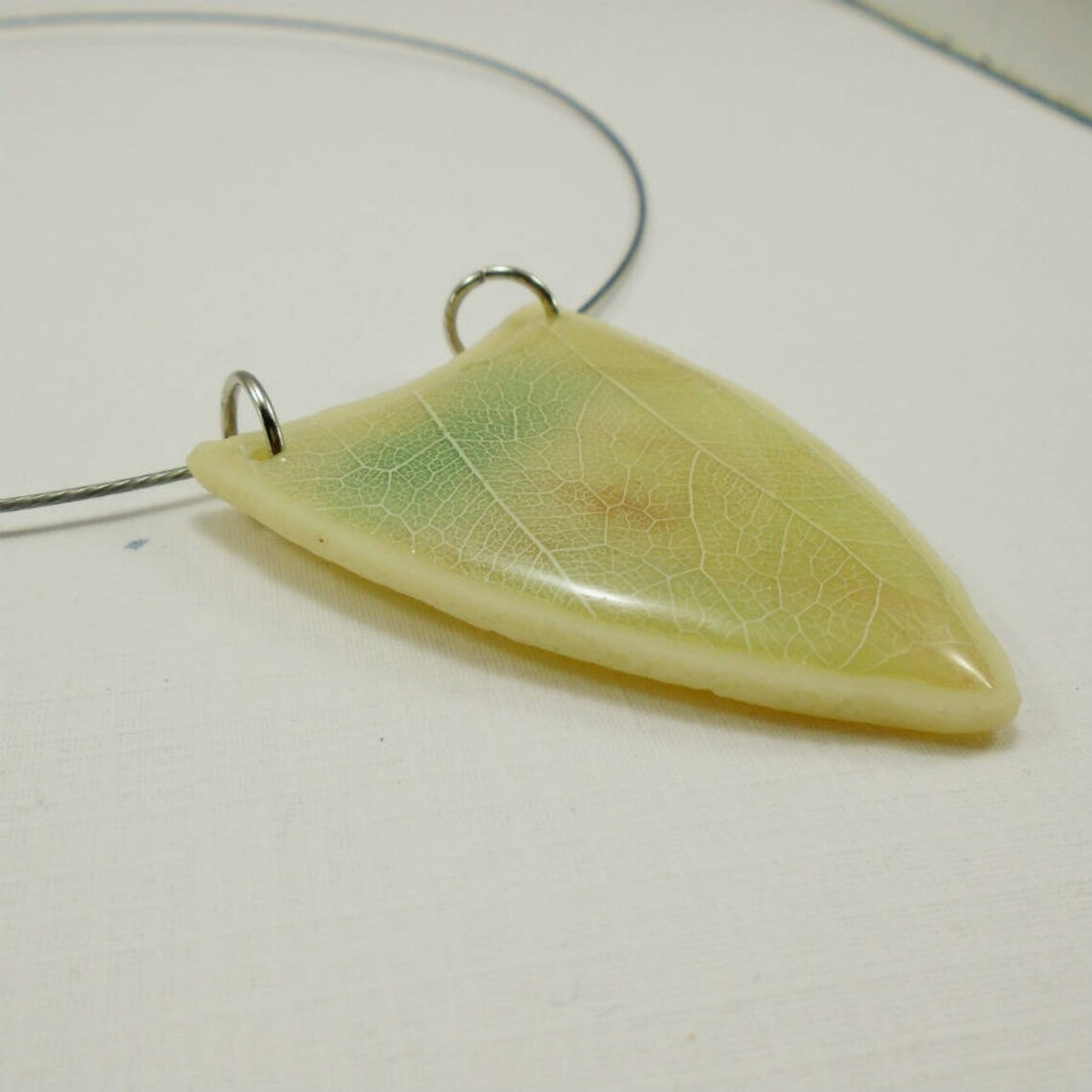 Beige Shield Pendant, Elegant Art Necklace, Leaf Motif Pendant, Mother ...